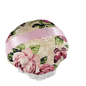 Victorian Rose Design Powder Puff for Dusting Powder Large 4 1/2 Inch Diameter