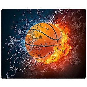 Gaming Mouse Pad,Basketball Ball in fire and Water Mouse Pad Non-Slip Rubber Base Mouse Pads for Computers Laptop Office, 9.5"x7.9"x0.12" Inch(240mm x 200mm x 3mm)