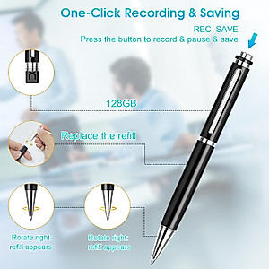 128GB Voice Recorder 23Hrs Long Battery Life, Recorder Voice Activated with Intelligent Noise Reduction, Portable Recording Device for Lecture/Meeting/Course, Audio Recorder Transfer File to Computer