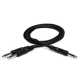 Hosa CYS-105 Y Cable, 1/4 in TRS to Dual 1/4 in TRS, 5 ft