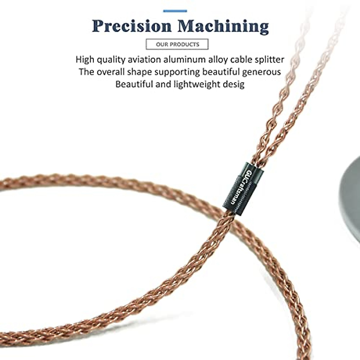 GUCraftsman 6N Single Crystal Copper 3.5mm/4.4mm/4Pin XLR Headphone Upgrade Cable for AUDEZE LCD-X LCD-XC LCD2 LCD3 LCD4 LC5 LCD24 LCD-MX4 MM-500 MEZE Empyrean Elite Kennerton Thror Vali (4.4mm Plug)