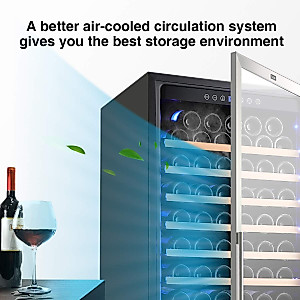 COLZER 24 Inch Wine Cooler Refrigerators,154 Bottle Fast Cooling Low Noise No Fog Wine Fridge with Professional Compressor Stainless Steel,Digital Temperature Control Built-in Freestanding