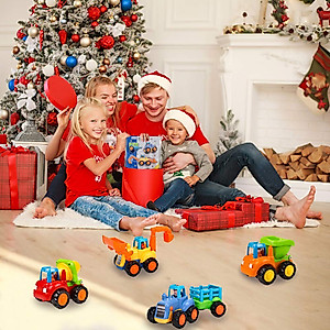 Yiosion Push and Go Friction Powered Cars Construction Vehicles Toy Set Tractor Bulldozer Mixer Truck Dumper for 1 2 3 Year Old Baby Toddlers Boys Gifts