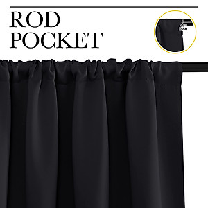 NICETOWN Black Blackout Curtain Blinds - Solid Thermal Insulated Window Treatment Blackout Drapes/Draperies for Bedroom (2 Panels, 42 inches Wide by 63 inches Long, Black)
