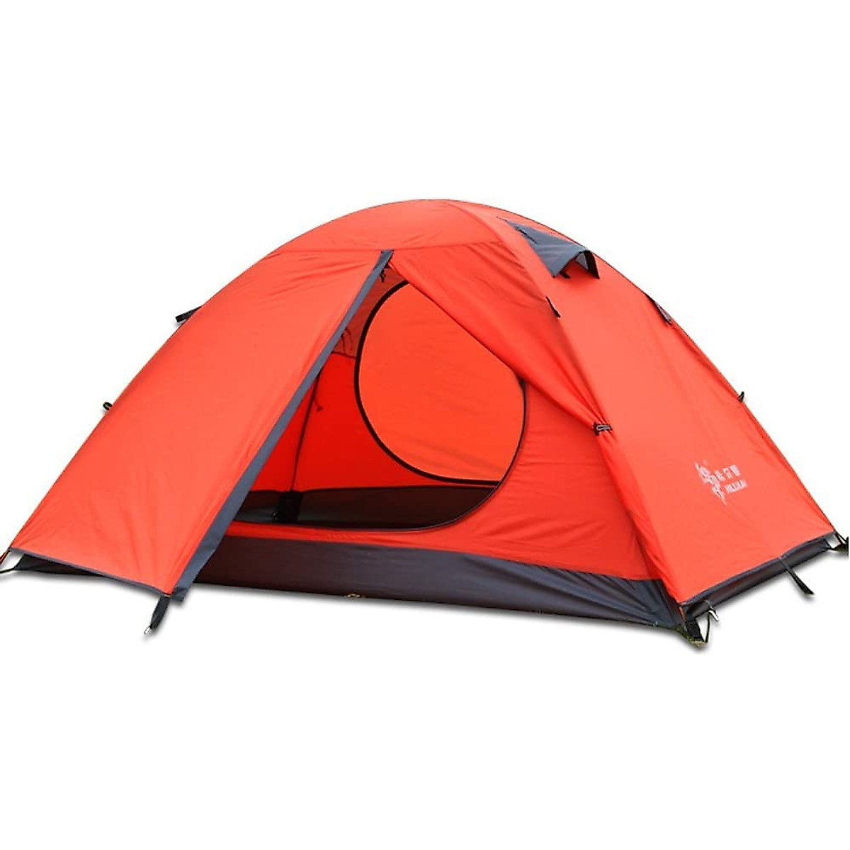 2 Person Backpacking Tent 3-4 Season Windproof Camping Tent Awning Family Tent Two Doors Double Layer with Aluminum rods for Outdoor Camping Family Beach Hunting (Orange-2 Person)