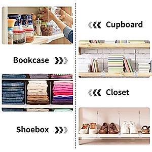 HOLIIO 8PCS Acrylic Shelf Dividers,Clear,Plastic Closets Shelf and Separator Organization for Bedroom, Kitchen and Office