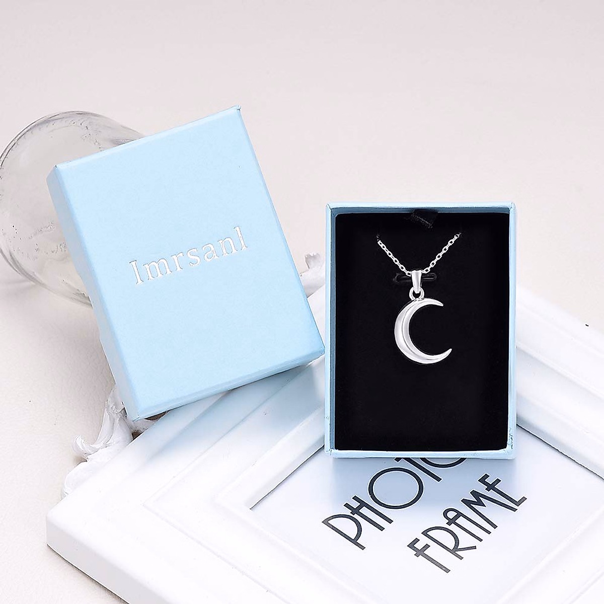 Imrsanl Cremation Jewelry for Ashes Moon Urn Necklace Stainless Steel Memorial Lockets Keepsakes Jewelry for Ashes Pendant - Fill kit (Sterling Silver)