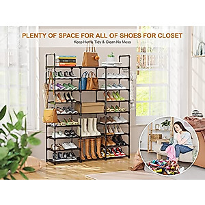9 Tier Shoe Rack for Closet | Metal Shoe Shelf | Black Vertical Versatile Garage Entryway Tall Storage Organizer for 40-60 Pairs of Shoes and Boots | Large Capacity Sturdy Save Space Easy to Assemble