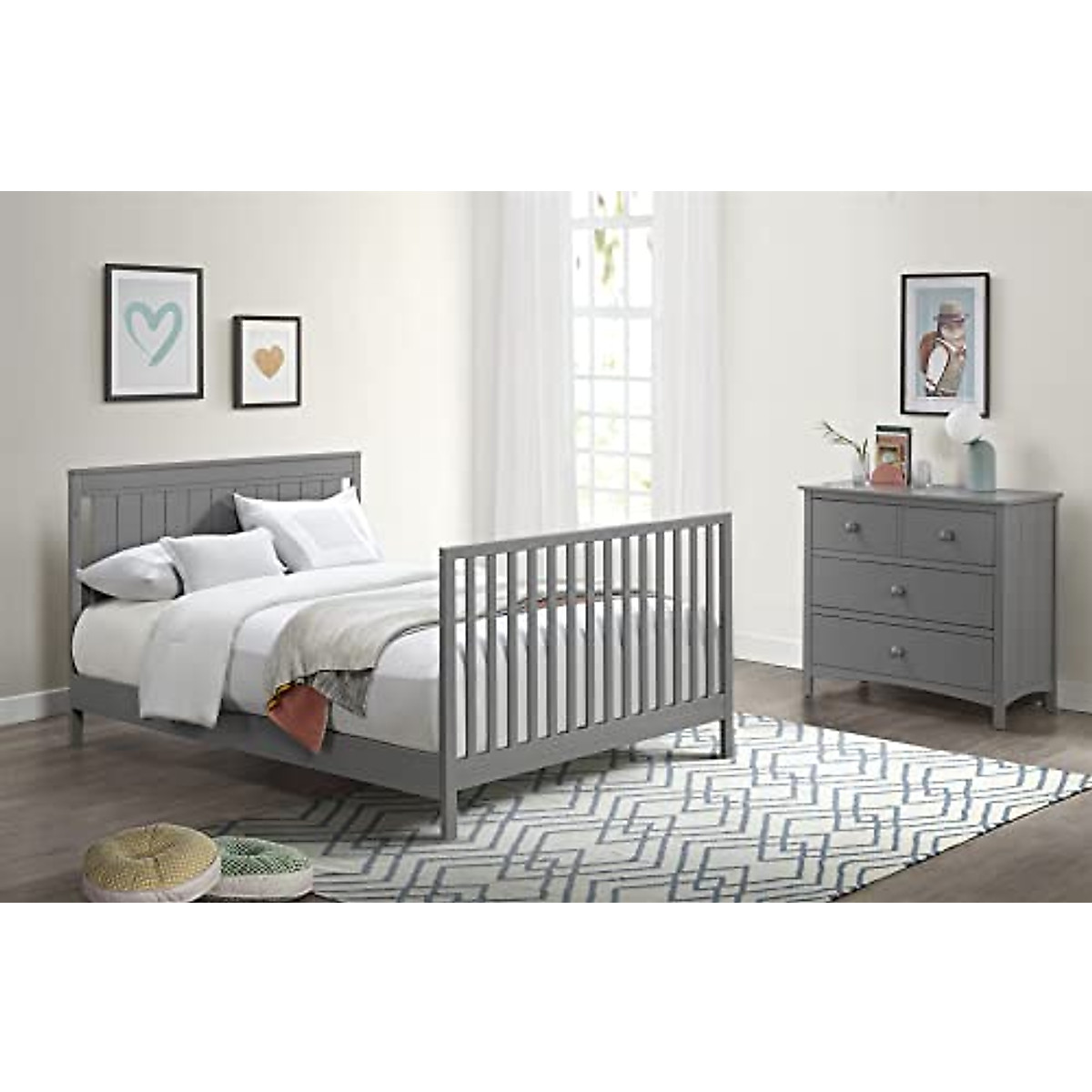 Oxford Baby Lazio 4-in-1 Convertible Crib, Dove Gray, GreenGuard Gold Certified