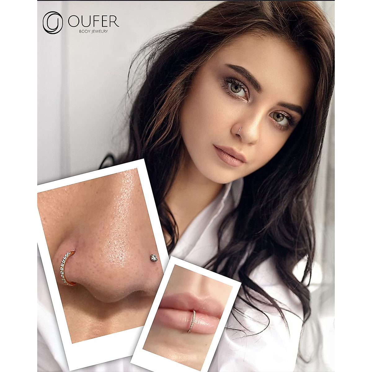 OUFER Nose Rings Hoops, 20G Hoop Nose Ring, 8mm Nosril Piercing Hoop, Stainless Steel Cartilage Tragus Helix Earrings Cartilage Earring 20g Nose Hoop for Women Men