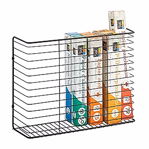 mDesign Portable Metal Farmhouse Wall Decor Angled Storage Organizer Basket Bin for Hanging in Kitchen/Pantry - Store Plastic Bags, Foils, Oils, Sandwich Bags - Black