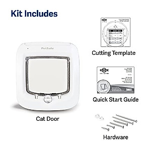 PetSafe Microchip Cat Door, Exterior or Interior Pet Door - Multi-User RFID Access Up To 40 Pets, 4-Way Locking, Weatherproof, DIY Easy Install, Hardware Kit; Privacy for Cat Litter Box or Pet Feeder