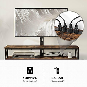 Seventable TV Stand with Mount and Power Outlet 43", Swivel TV Stand Mount for 32/45/55/60/65/70 inch TVs, Height Adjustable TV Entertainment Center with Cable Management, Rustic Brown