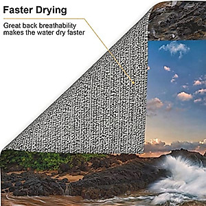 Palm Trees Clouds Tropical Coast Printed Drying Mat For Kitchen Ultra Absorbent Microfiber Dishes Drainer Mats Non-Slip Silicone Quick Dry Pad - 18 X 16inch