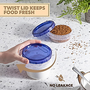 PLASTICPRO 24 Pack Twist Top Containers Assorted Sizes Plastic Food Storage Containers with Blue Twist on Lids Stackable Reusable