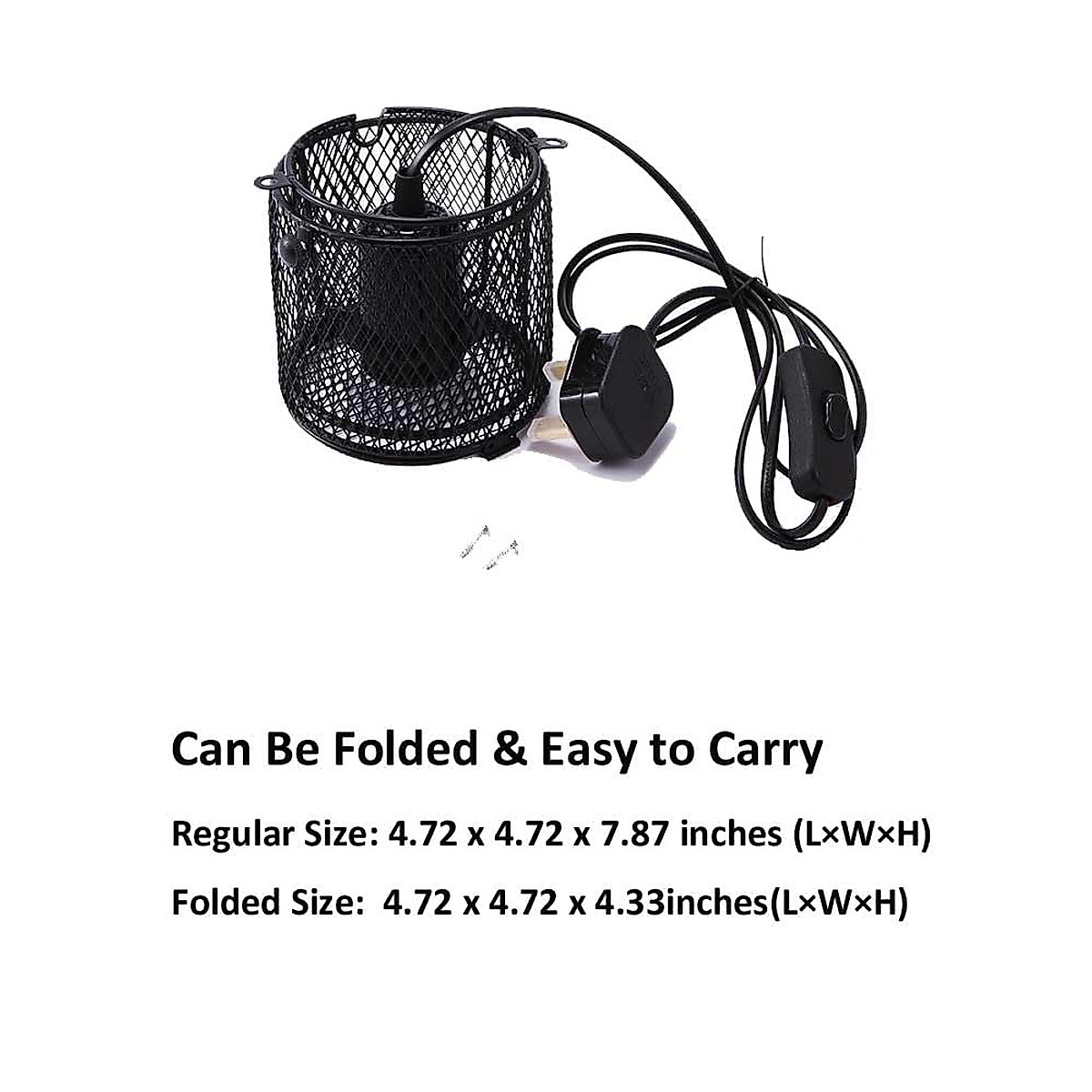 Reptile Heat Lamp Holder with Anti-hot Bracket, Pet Heat Lamp Lampshade Holder Heating Light Bulbs Holder Heating Lamp Shade with Switch for Pet Amphibian Snake Lizard Turtle Birds Chick，US Plug