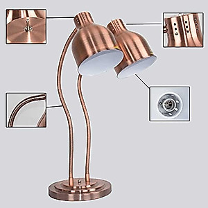 360° Rotating Double Bulb Food Heater Light, Commercial Food Buffet Warmer Lamp,Portable Food Light Commercial Fries Fried Food Heating Light (220-250V)