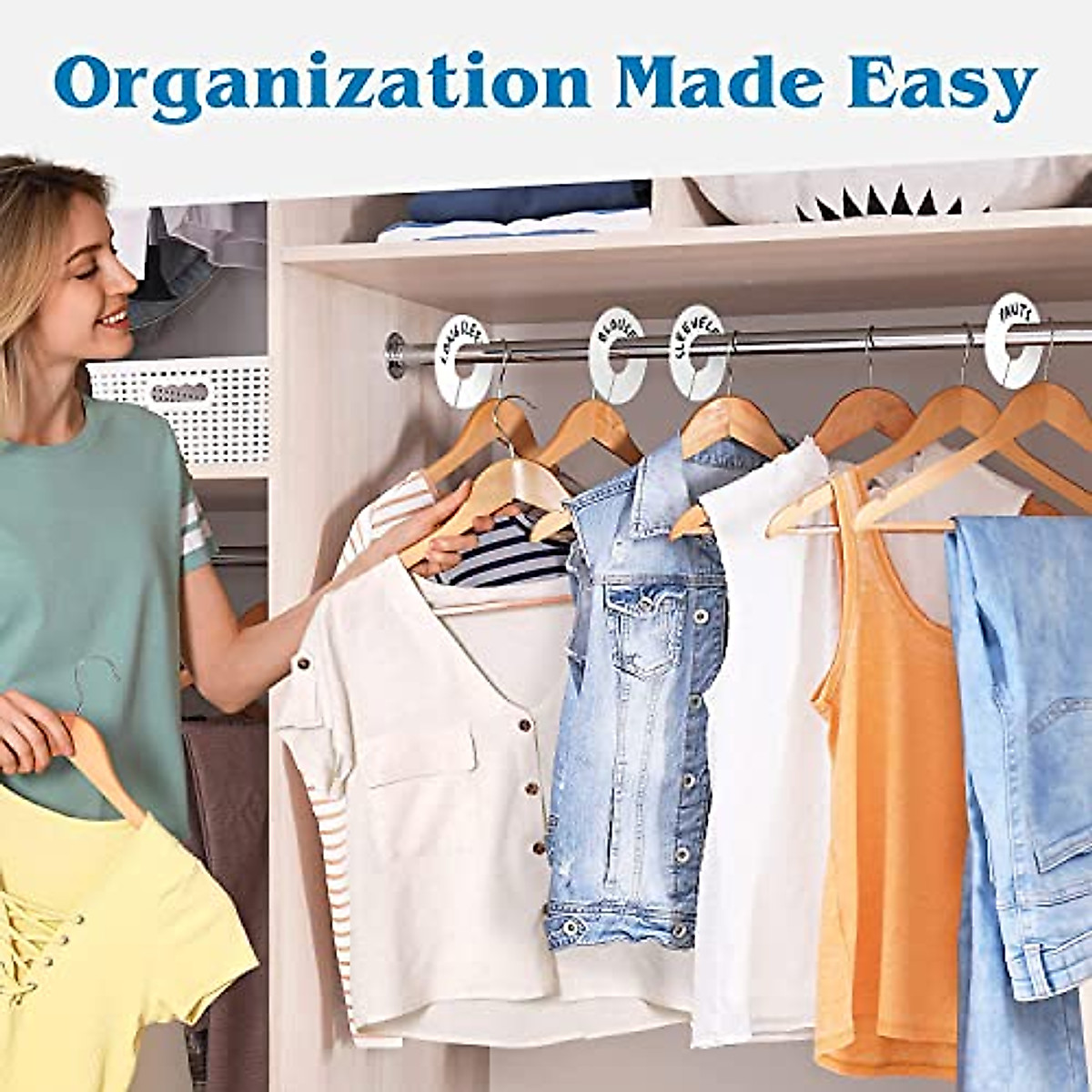 30 Closet Dividers for Hanging Clothes- White Closet Divider Set of 30 | Clothing Rack Dividers, Clothes Dividers for Closets, Closet Labels, Dividers Closet Clothes Dividers + Marker