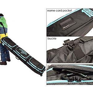 UNISTRENGH Fully Padded Snowboard Bag With Wheels Large Multi-compartment Ski Boots and Helmet Bag Perfect for Travel (Black/Blue, 180cm)