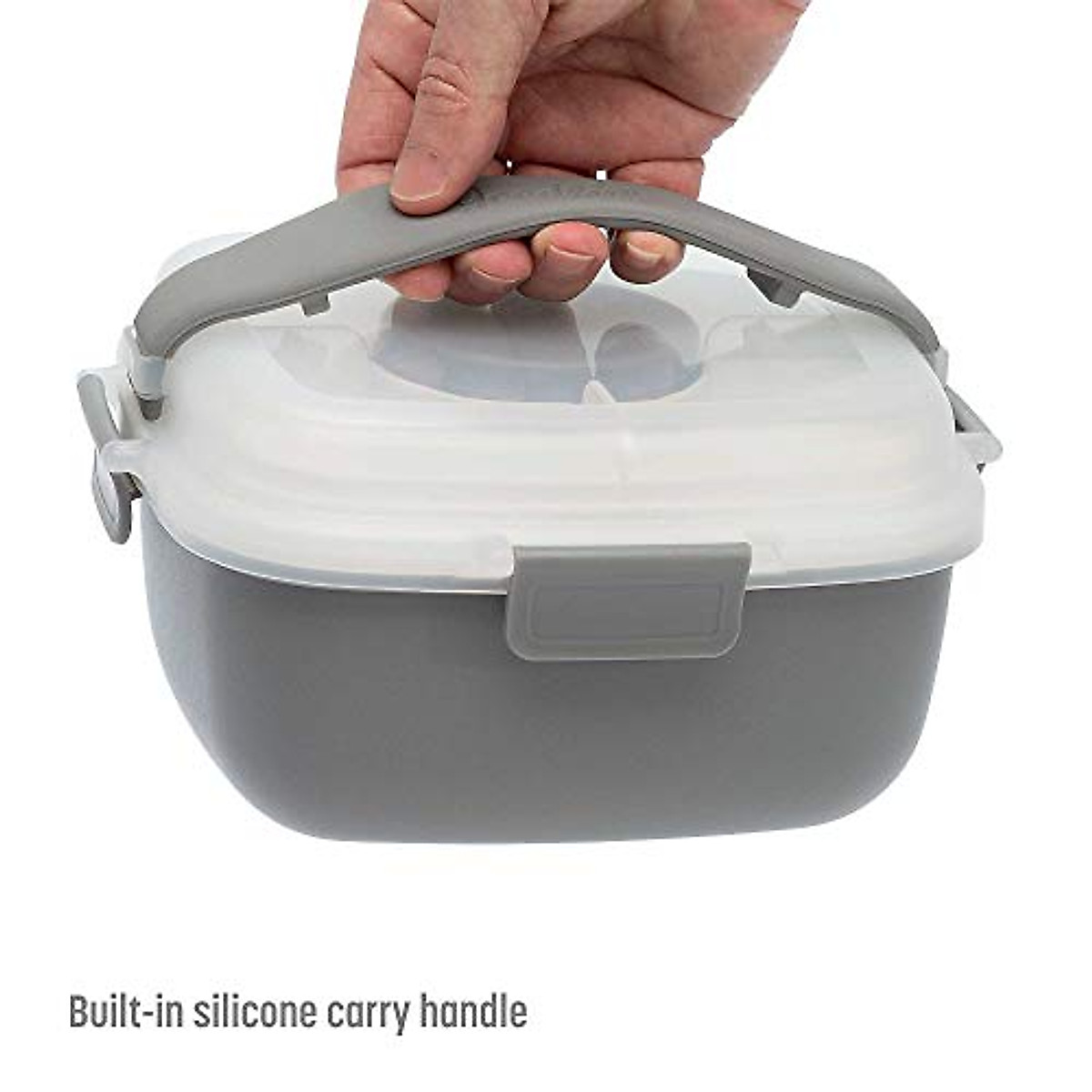 Goodful Stackable Lunch Box Container, Bento Style Food Storage with Removeable Compartments for Sandwich, Snacks, Toppings & Dressing, Leak-Proof and Made without BPA, 56-Ounce, Gray