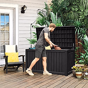 YITAHOME XXL 230 Gallon Large Outdoor Storage Deck Box for Patio Furniture, Outdoor Cushions, Garden Tools and Sports/Pools Equipment, Weather Resistant Resin, Lockable (Black)