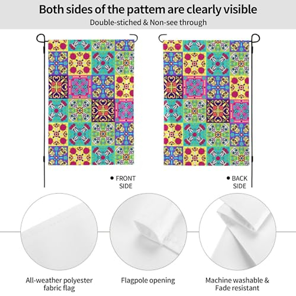 Mexican Talavera Tile Pattern Garden Flag - Vibrant Double Sided Garden Flag - Yard Decorating Flag Garden Flag Decoration - Outdoor Flag Decorator'S Favorite