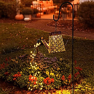 Solar Watering Can with Fairy String Lights for Garden Decor, Solar Garden Lights for Yard Decor, Solar Pathway Lantern for Outdoor Patio Decor Holiday Christmas Halloween and More (90LED, Warm White)