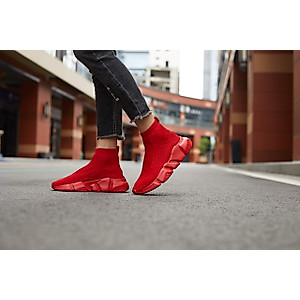 Casbeam Women's Running Knit Comfortable Lightweight Breathable Casual Sports Shoes Fashion Sneakers Slip-On Walking Shoes Black&White Size 9.5