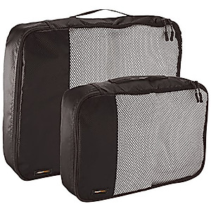 Amazon Basics 4 Piece Packing Travel Organizer Cubes Set - 2 Medium and 2 Large, Black