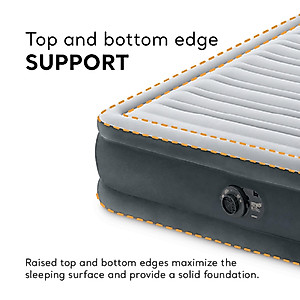 INTEX 67769ED Dura-Beam Deluxe Comfort-Plush Mid-Rise Air Mattress: Fiber-Tech – Queen Size – Built-in Electric Pump – 13in Bed Height – 600lb Weight Capacity