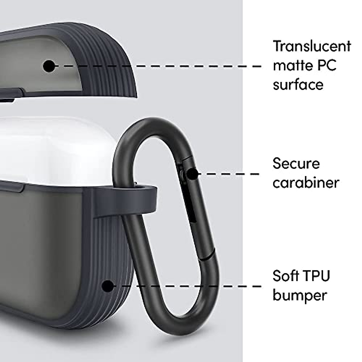 CYRILL Airpods 3 Generation Case Cover Color Brick with Carabiner Designed for Airpods 3 Generation Case (2021) [Front LED Visible] - Dark Gray