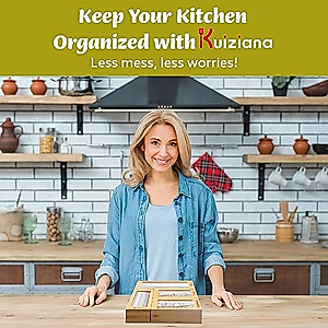 KUIZIANA Storage Bag Organizer, 4 Individual Bag Storage Organizer Boxes, Sandwich Bag Holder, Snack, Quart and Gallon Storage Bags Organizers, Natural Bamboo Wood Material, 4-Piece Set