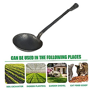 GANAZONO 4pcs Forged Iron Spoon Metal Spoons Dog Food Measuring Scoop Fertilizer Scooper Mini Scoop Vegetable Planting Tools High Carbon Steel Spoon Garden Shovel Dark Grey Cat Food Forging