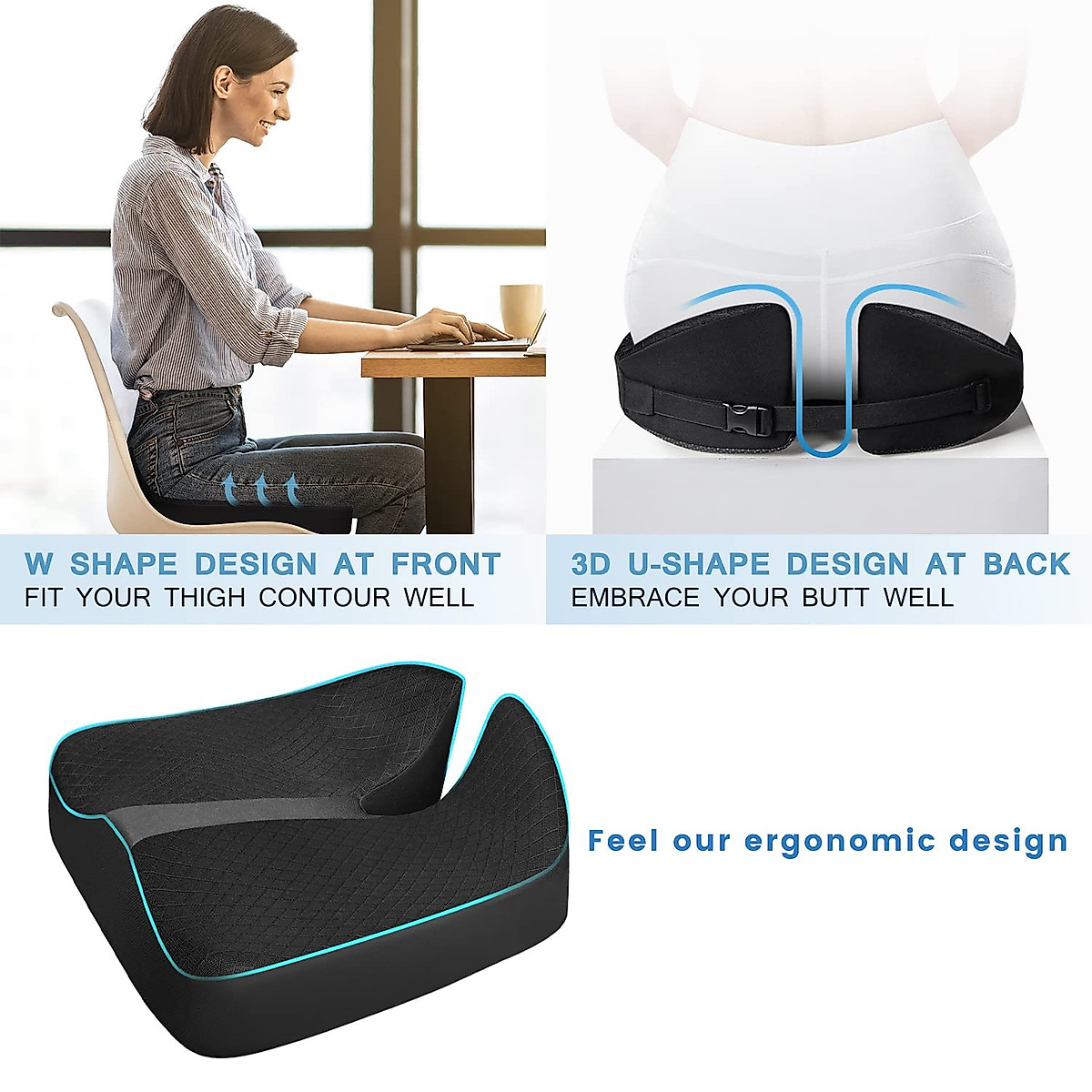 anzhixiu Seat Cushions for Office Chairs, Office Chair Cushion Desk Chair Cushion for Longtime Sitting, Sciatica Pain Relief Pillow Tailbone Pain Relief Cushion for More Relaxation