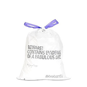 Brabantia Bin Liners, 15-20 L-Size D, 20 Bags, Litre, White