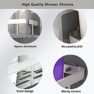 24HOCL 2 Pack Shower Caddy Shelf, No Drilling Traceless Adhesive Shelf Wall Mounted, Storage Organizer Rack Basket for Bathroom, Lavatory, Washroom, Restroom, Shower, Toilet, Kitchen Black