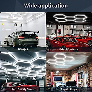 Lphianx Hexagon LED Garage Light, 25 Pack 200W 30000LM 6500K Hexagon Led Lights for Garage, Basement, Warehouse, Auto Beauty Shop, Car Detailing Shop etc