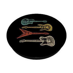 Distressed Retro Electric Guitars. Vintage Bass Guitar print PopSockets PopGrip: Swappable Grip for Phones & Tablets