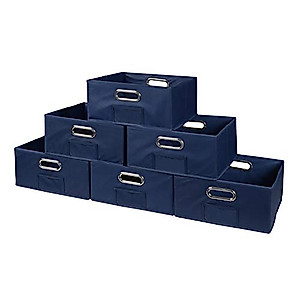Niche Cubo Set of 6 Half-Size Foldable Fabric Storage Bins- Blue