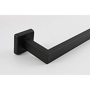 TocTen Bath Towel Rack - Square Base Thicken SUS304 Stainless Steel Towel Bar for Bathroom, Bathroom Accessories Towel Rod Heavy Duty Wall Mounted Towel Holder. (Black, 20)