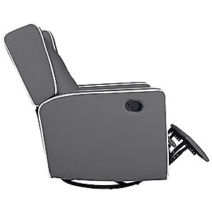 Microfiber Swivel Gliding Recliner Rocker, Nursery Glider Recliner Chair for Living Room (Grey)