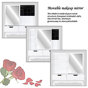 LYNSLIM Vanity Desk, Makeup Vanity with Mirror & LED Lights，Makeup Vanity Table with 2 Drawers & 4 Storage，Small Vanity Set Storage Stool for Dressing Bedroom (White, Extra)