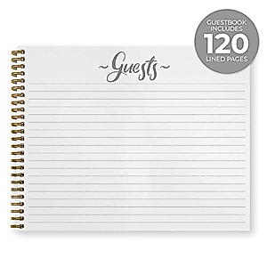 Canopy Street Hardcover Lush Greenery Wedding Guestbook / 120 Lined Guest Signature Pages Inside / 11" x 8.5" Landscape Lay Flat Event Guest Book/Gold Metal Spiral Binding