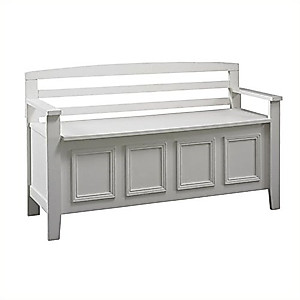 Pemberly Row Entryway Storage Bench in White with Flip-top Lid