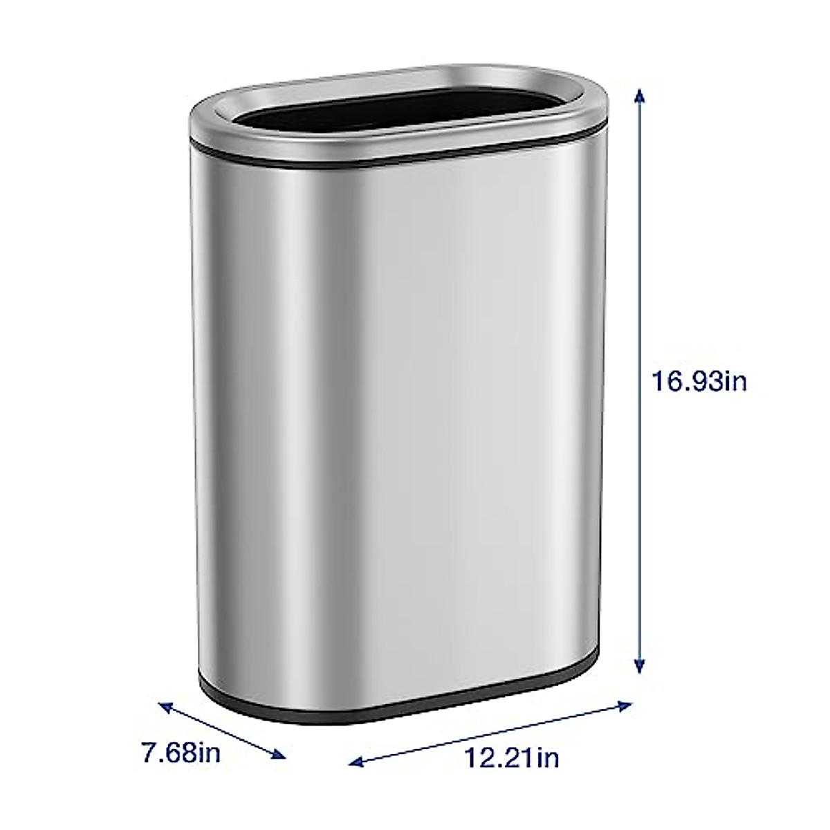 BETHEBEST 15 Liter/4 Gallon Brushed Trash Can with Wastebasket,Stainless Steel Trash Can for Bathroom,Bedroom,Office,Open-Top Garbage Can with 120Count Trash Bags