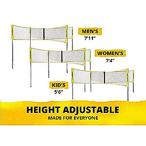 CROSSNET Quick Assemble 4 Square Volleyball Game Set for Adults and Kids with Volleyball Net, Backpack and Ball for Outdoor Games