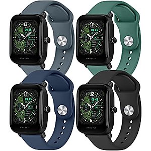 4 PACK Bands for Amazfit GTS 4 / GTS 4 Mini / GTS 3 / GTS / GTS2 / GTS 2e / GTS 2 mini Band Women Men, 20mm Quick Release Soft Silicone Sport Replacement Watch Strap for Amazfit Bip 3 Pro / Bip 3 / Bip U Pro / Bip / Bip Lite / Bip S / Bip S lite / Bip U (