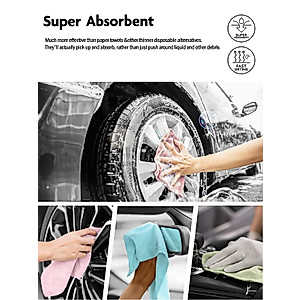 Fantasticlean Microfiber Cloths in a Roll, Reusable Washable Tear Away Cleaning Rag Towels, for Car, House, Garage or Kitchen, 12" x 12", 40 Pack (Pink)