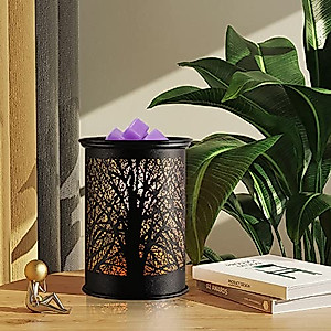 YUWENUS Electric Wax Melt Warmer Metal Wax Warmer for Scented Wax Fragrance Candle Oil Burner with 2 Light Bulbs for Gift Home Office Bedroom (Black)