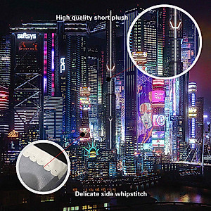 Ine Ive City Night View Tapestry, Neon Urban Building River View Art Tapestry Wall Hanging 80x60 Inch Living Room Dorm Decoration Aesthetic Tapestry GTZFIE1197